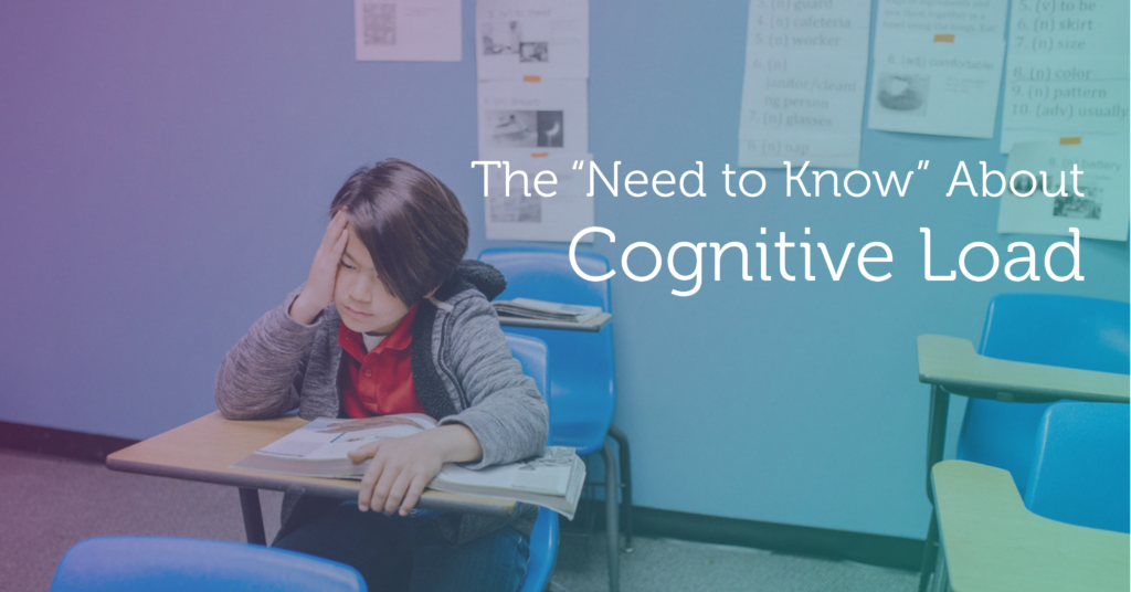 The "Need to Know" About Cognitive Load Theory in Education